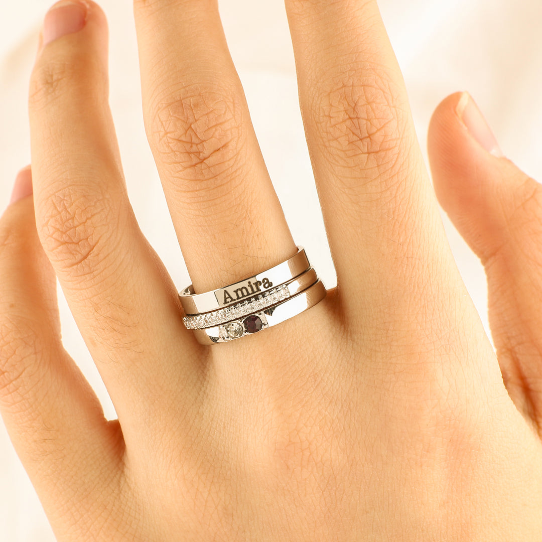 Personalized Birthstones Stacking Name Rings – Mint & Lily