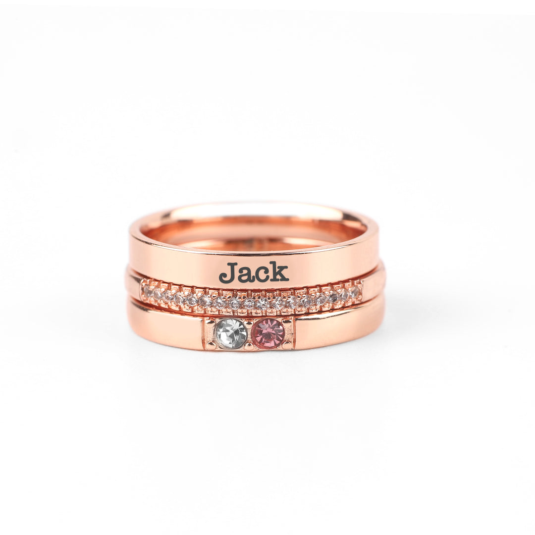 Personalized Birthstones Stacking Name Rings – Mint & Lily