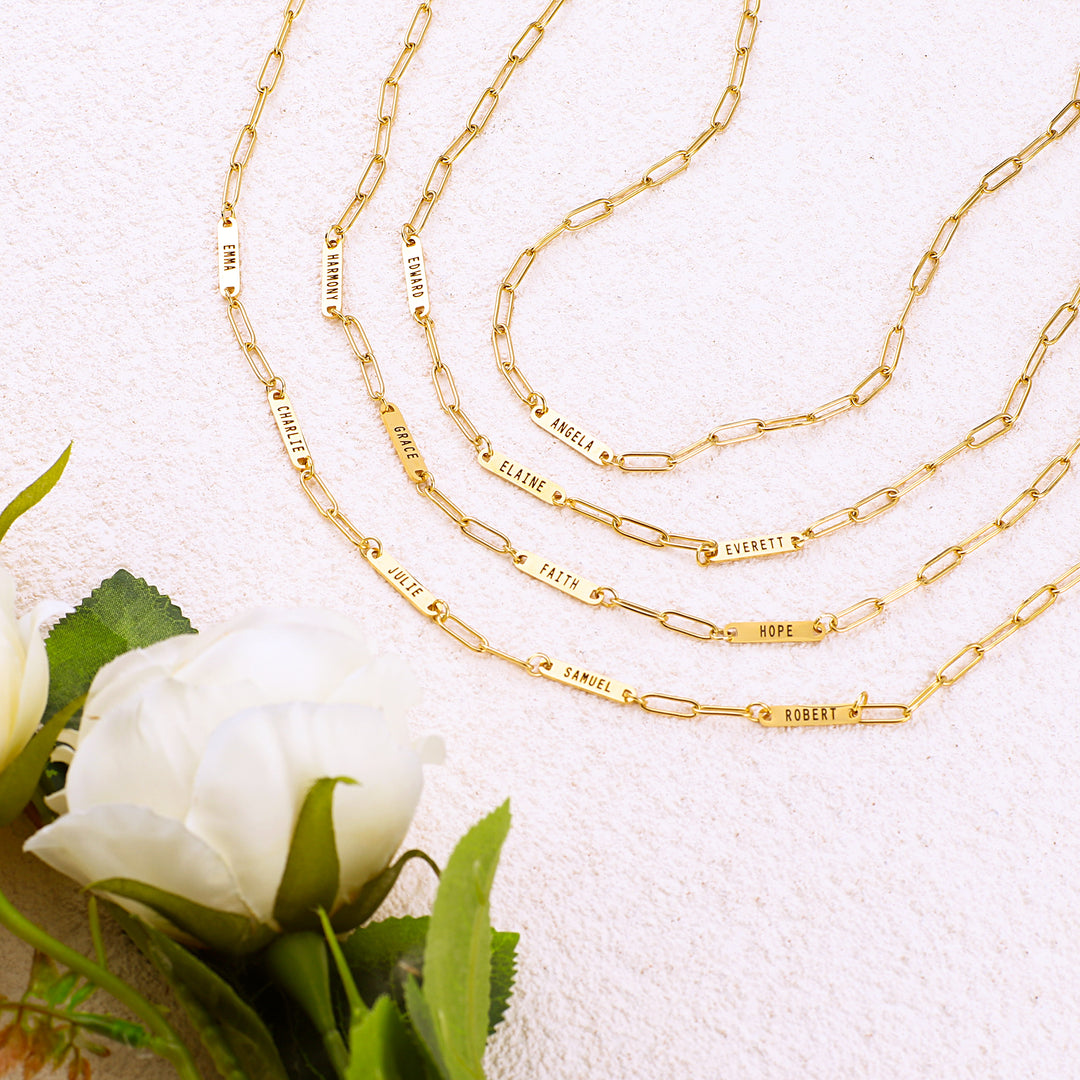 Paperclip Necklace With Personalized Names – Mint & Lily