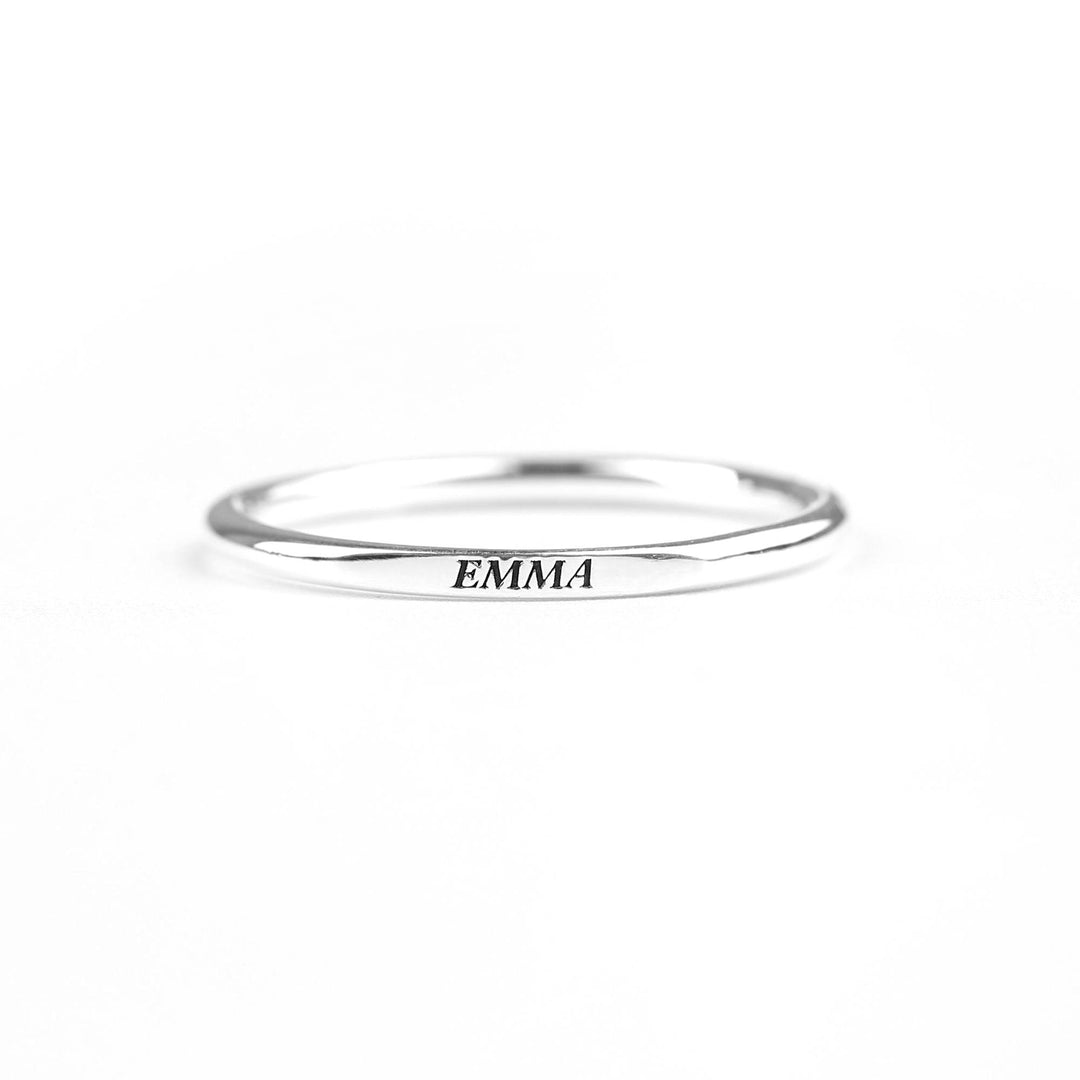 Sterling Silver Flat Top Super Tiny Stackable Name Ring – Mint & Lily