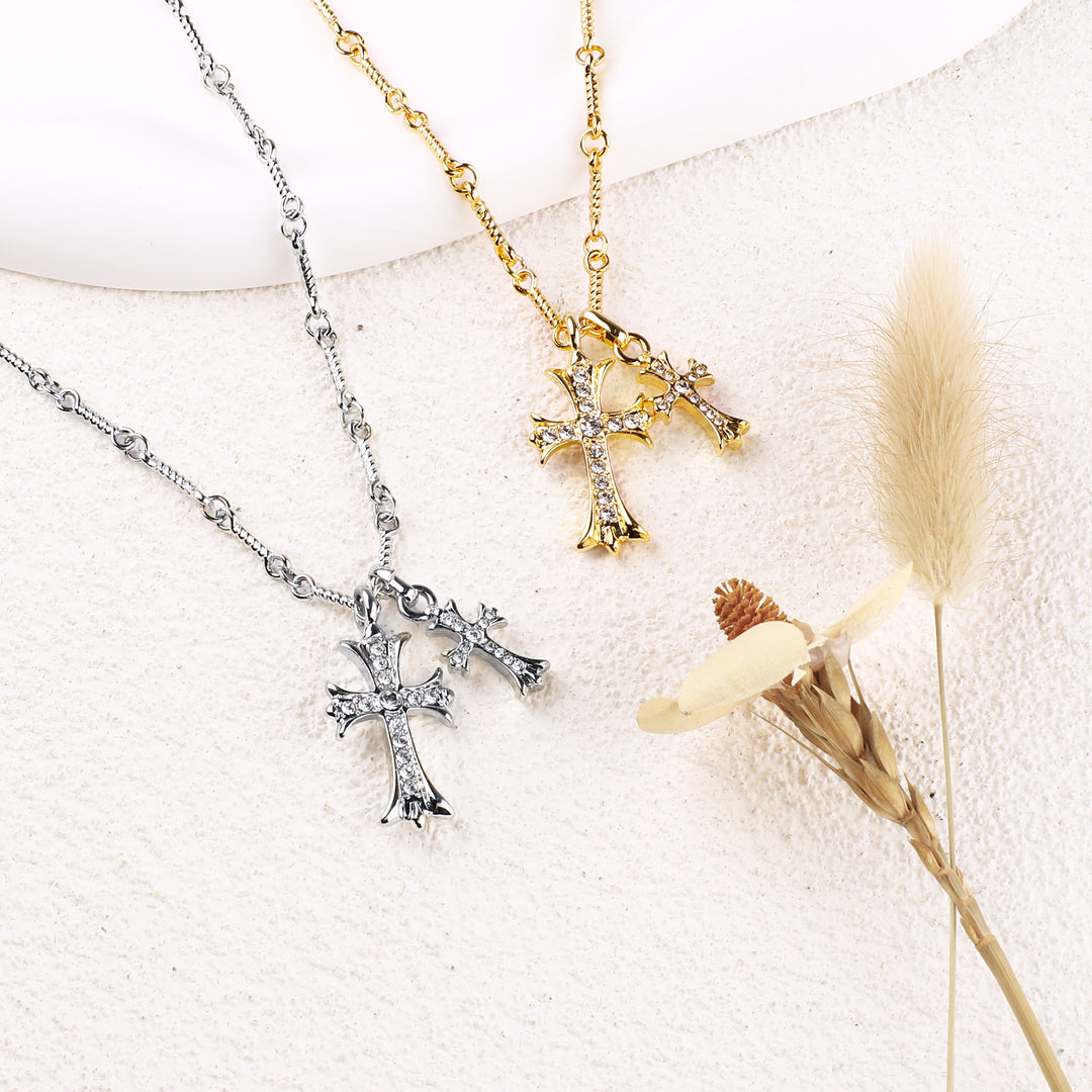 Double Cross Pendant Necklace – Mint & Lily