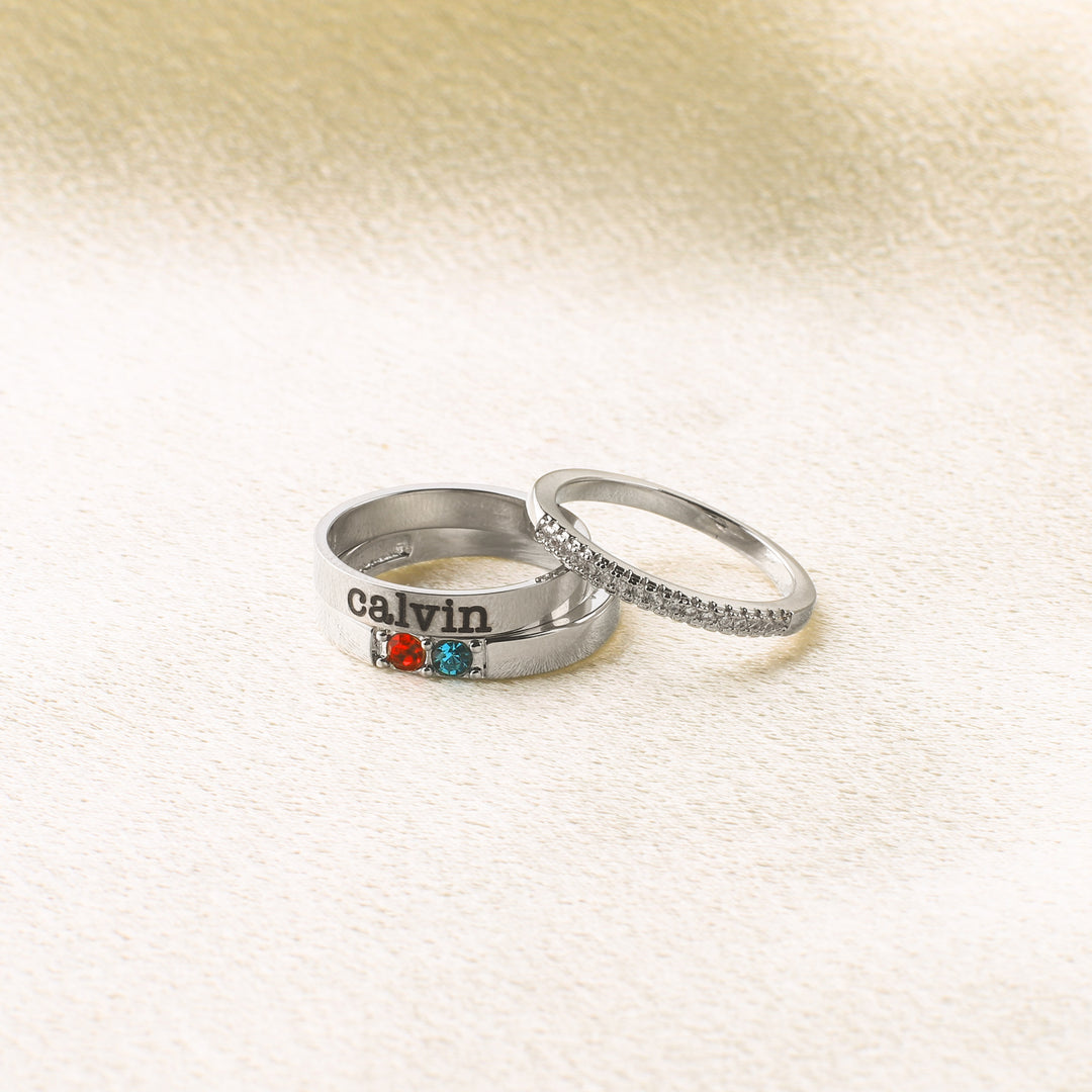 Personalized Birthstones Stacking Name Rings – Mint & Lily