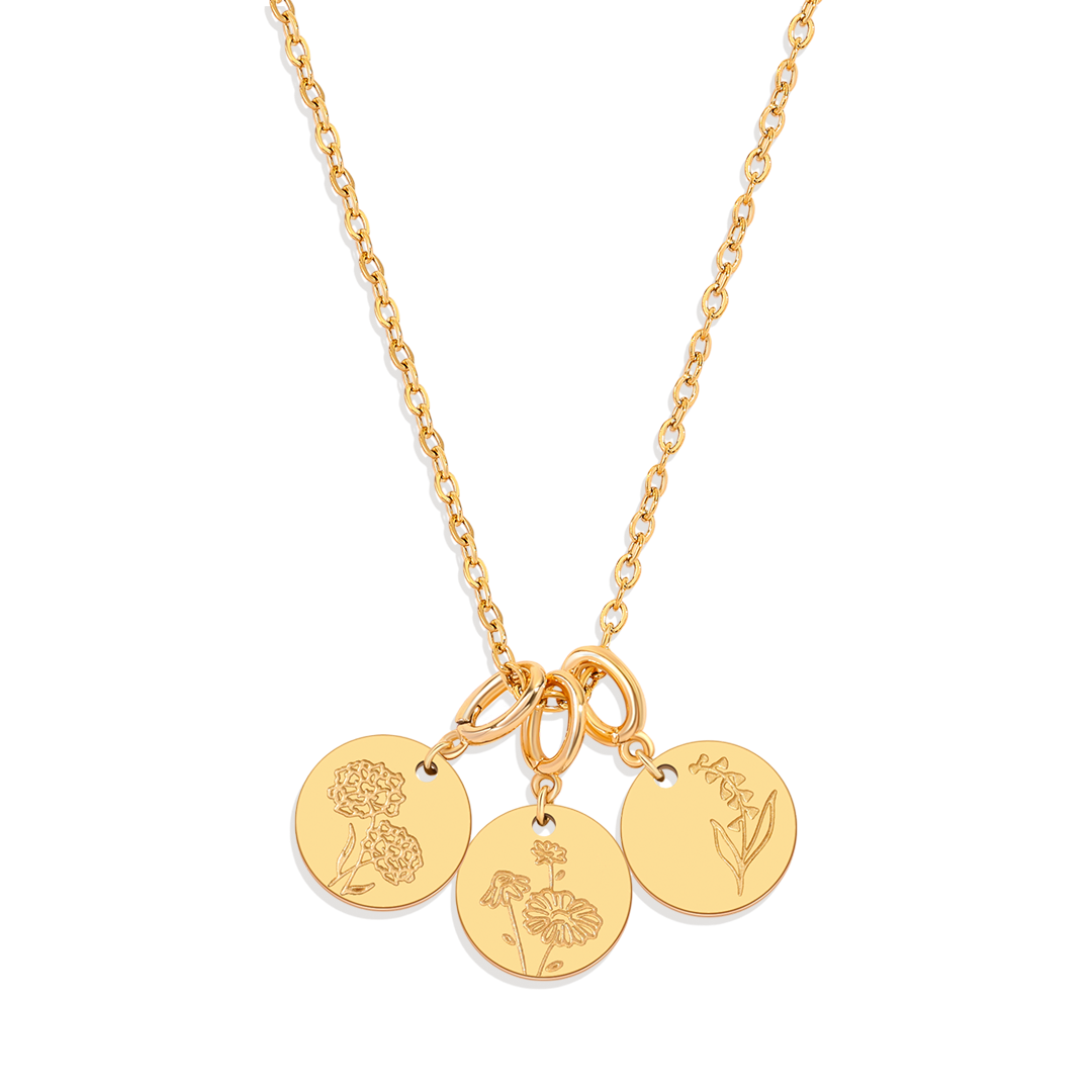 Birth Flower Charm Stacking Necklace – Mint & Lily