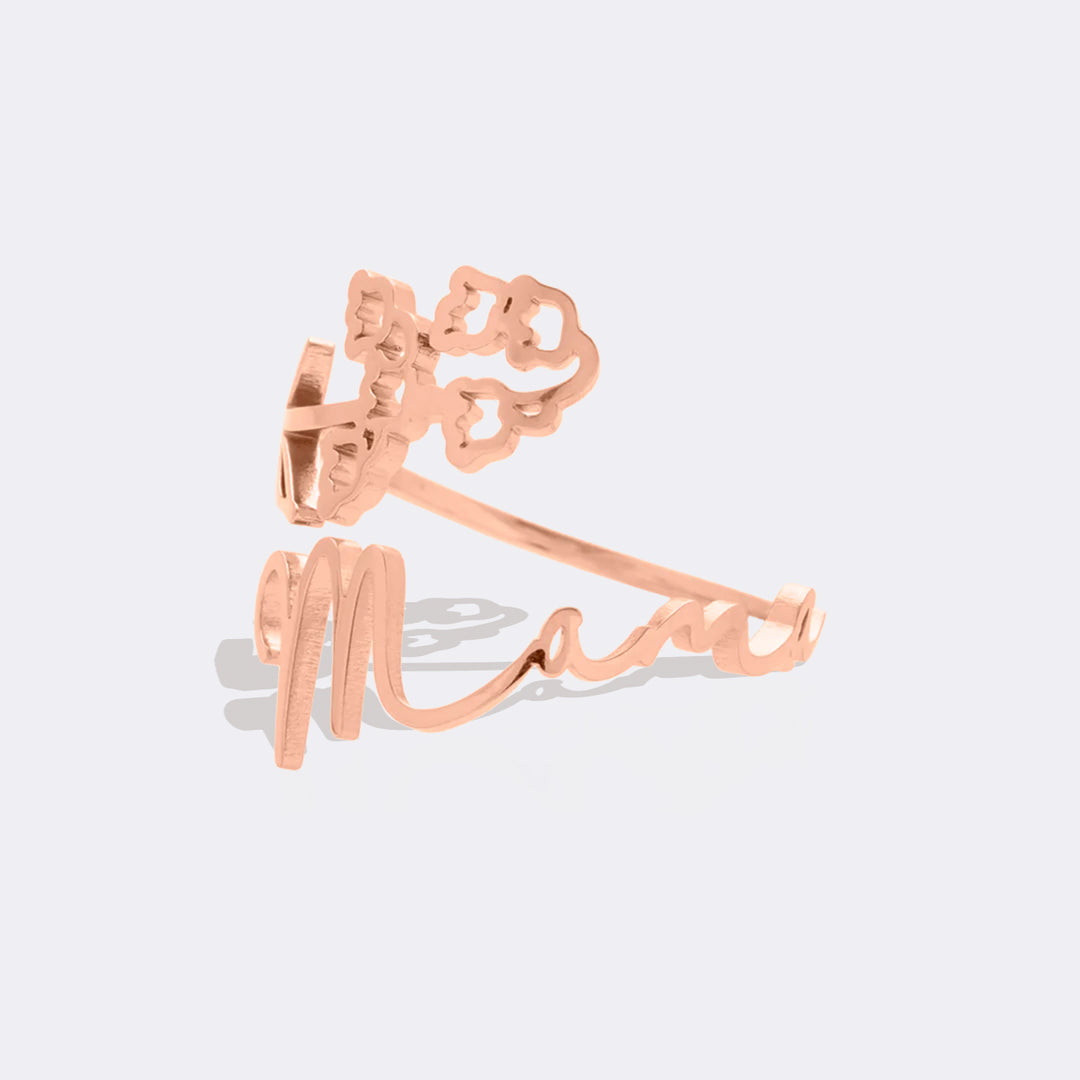 Birth Flower Name Ring – Mint & Lily