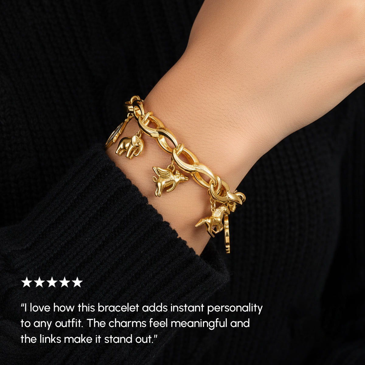 Bold Cable Link Charm Bracelet – Mint & Lily