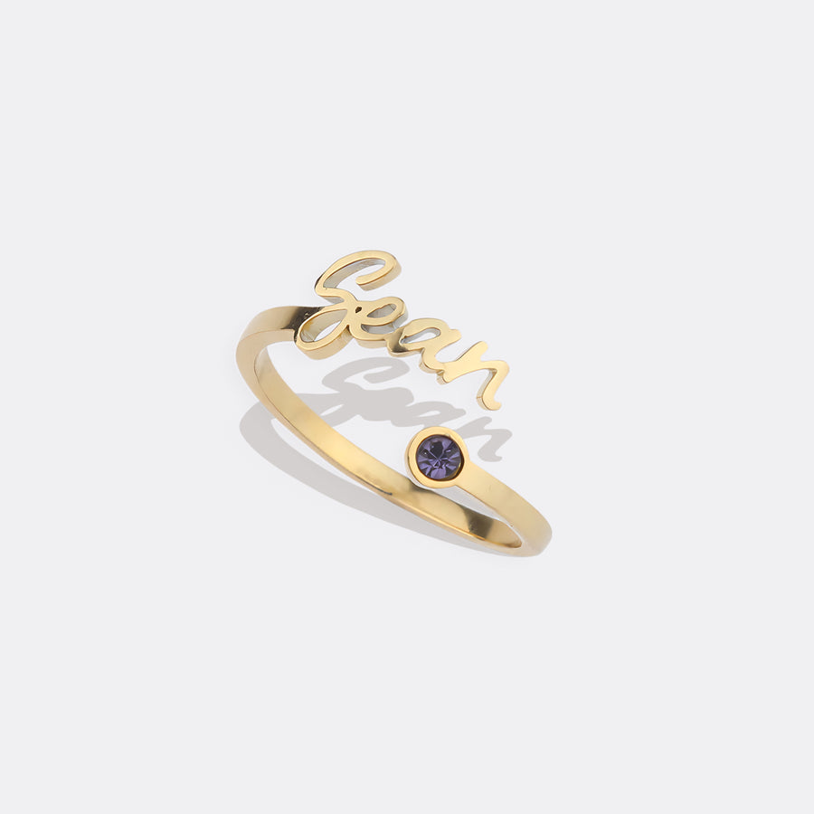 Custom Birthstone Name Ring – Mint & Lily