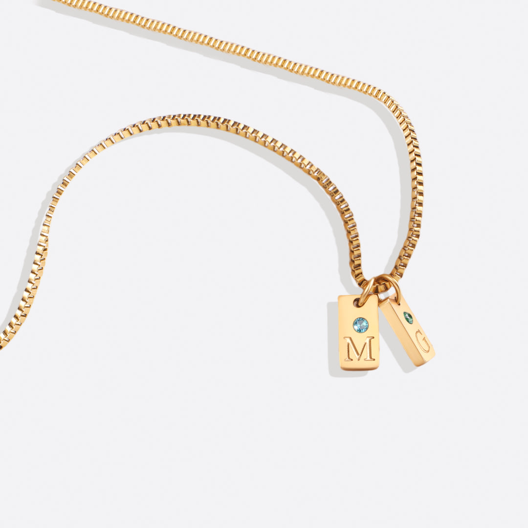 Dainty Pave Initial Tag Necklace – Mint & Lily