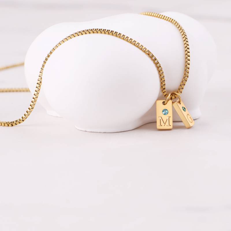 Dainty Pave Initial Tag Necklace – Mint & Lily