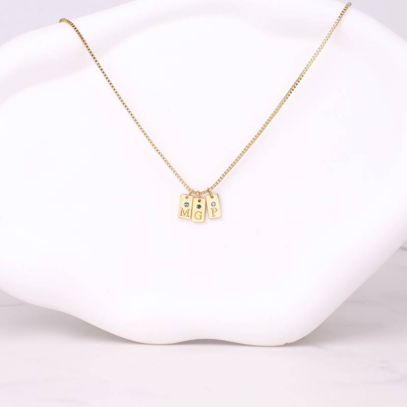 Dainty Pave Initial Tag Necklace – Mint & Lily
