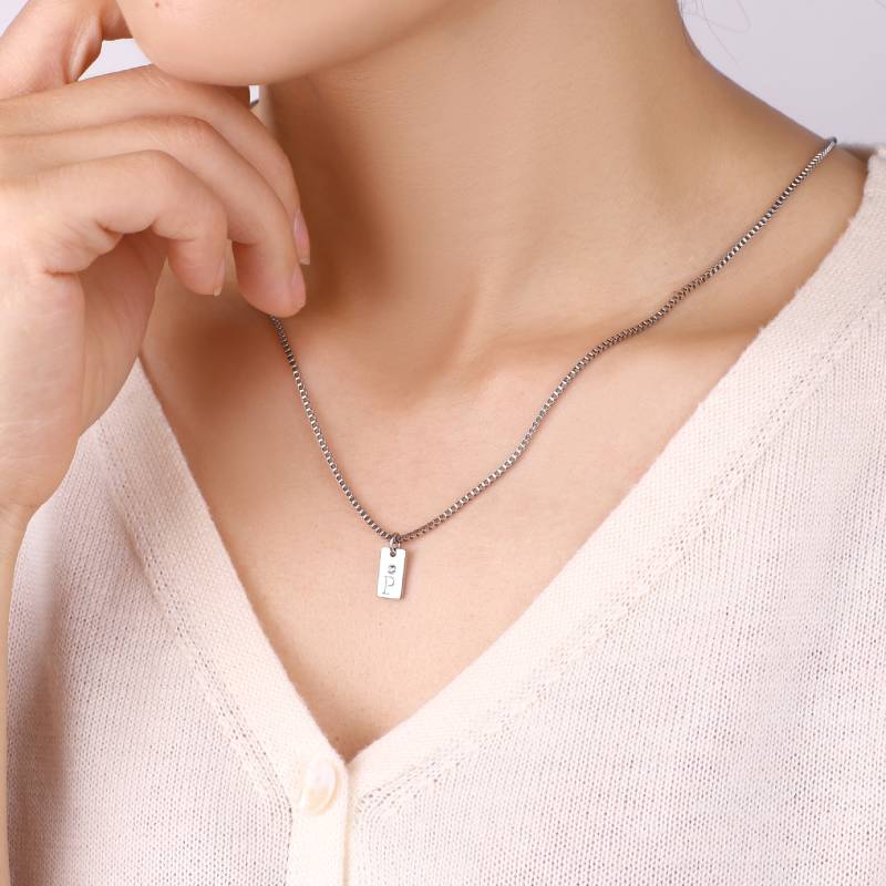 Dainty Pave Initial Tag Necklace – Mint & Lily