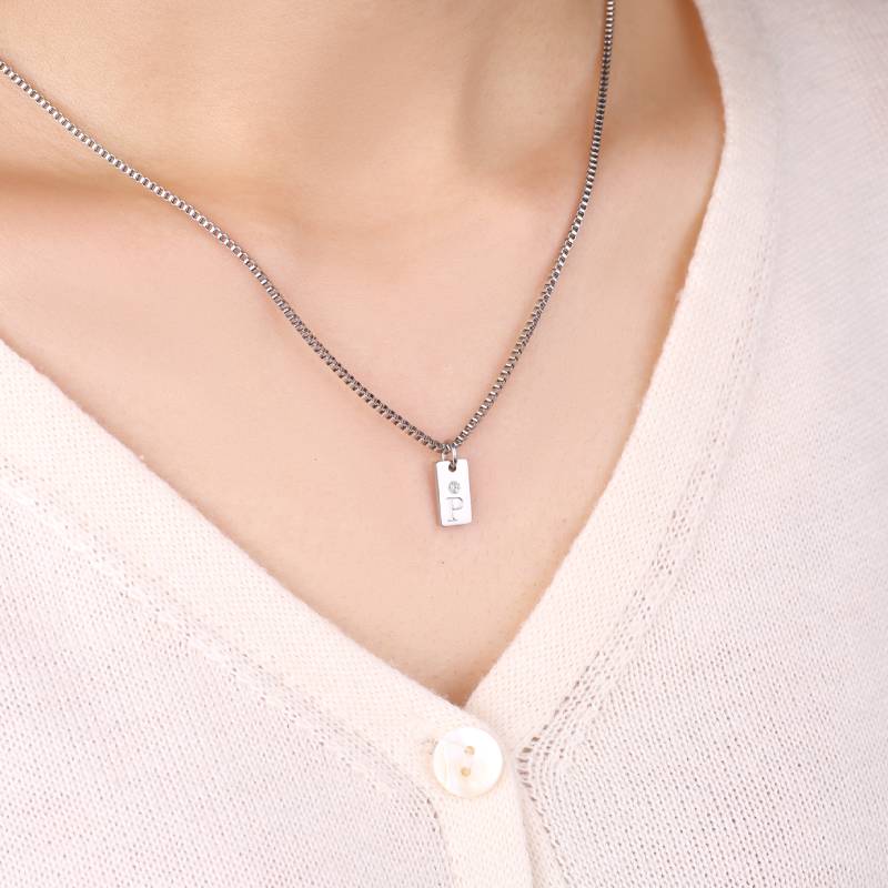 Dainty Pave Initial Tag Necklace – Mint & Lily