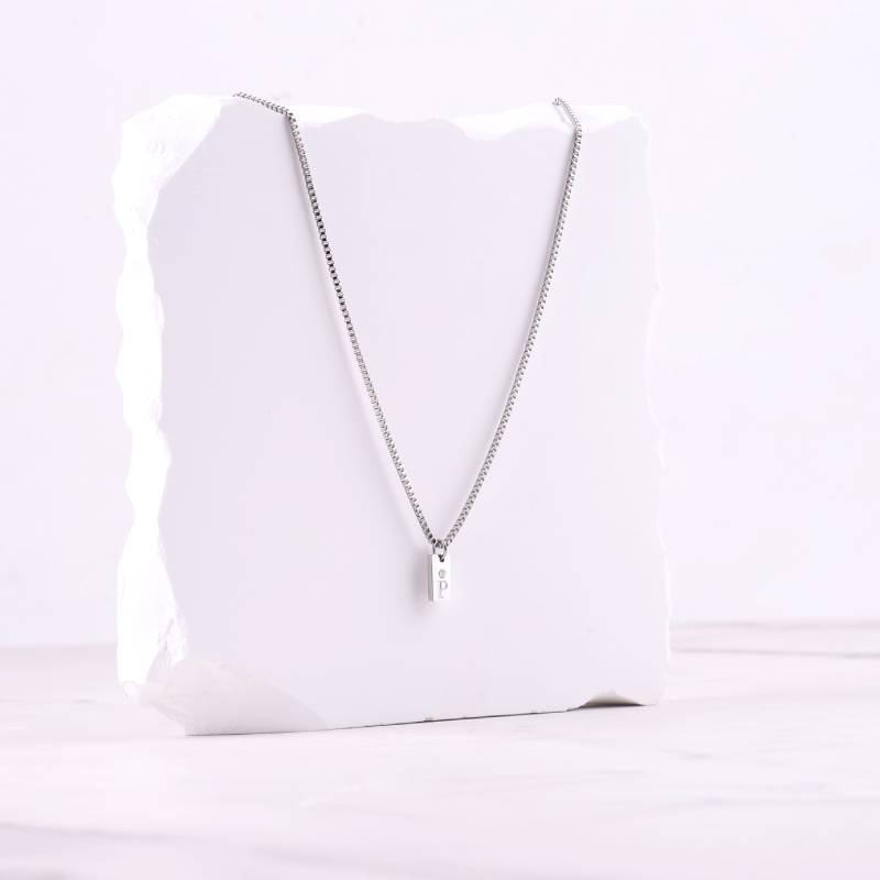 Dainty Pave Initial Tag Necklace – Mint & Lily