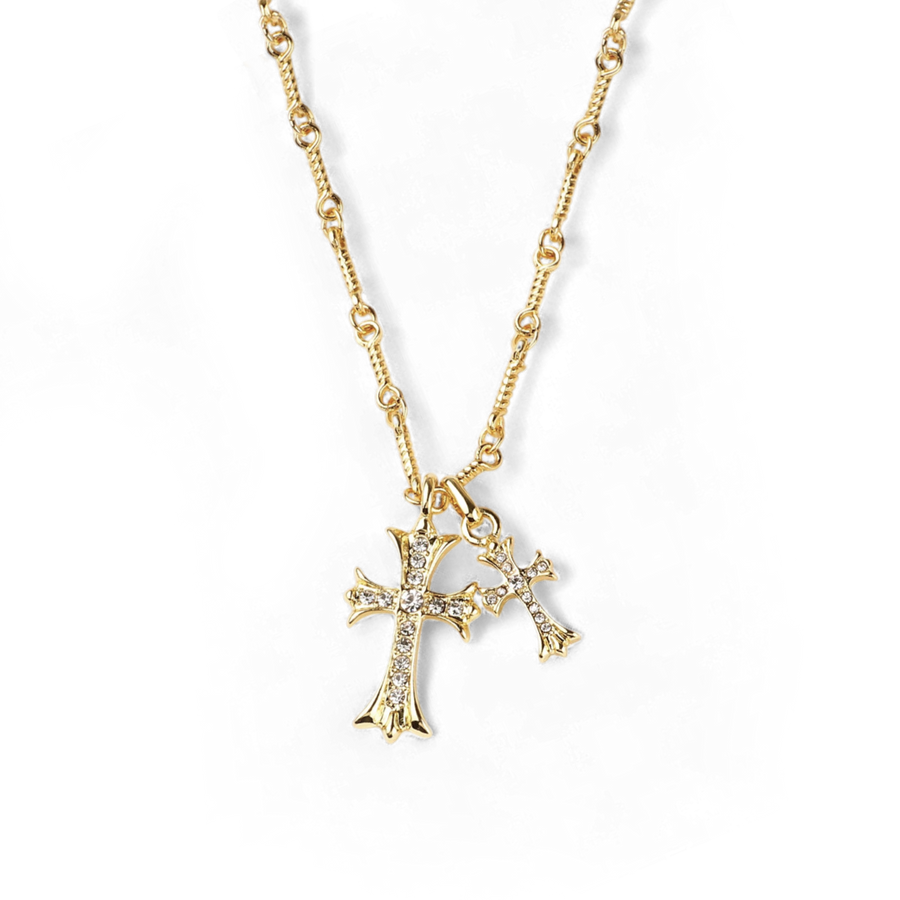 Double Cross Pendant Necklace – Mint & Lily