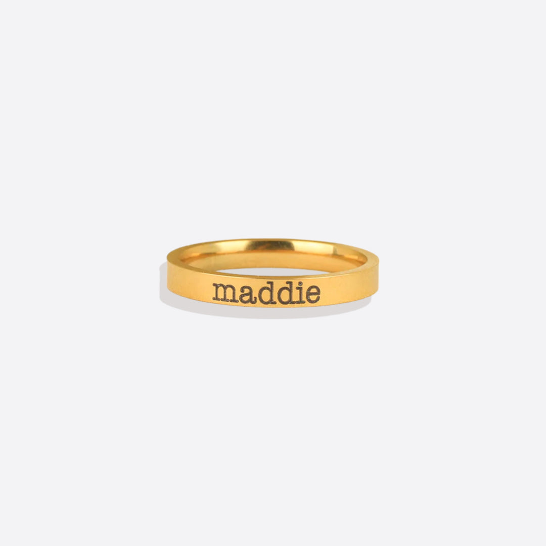 Engraved Stackable Name Ring | 3mm Band – Mint & Lily