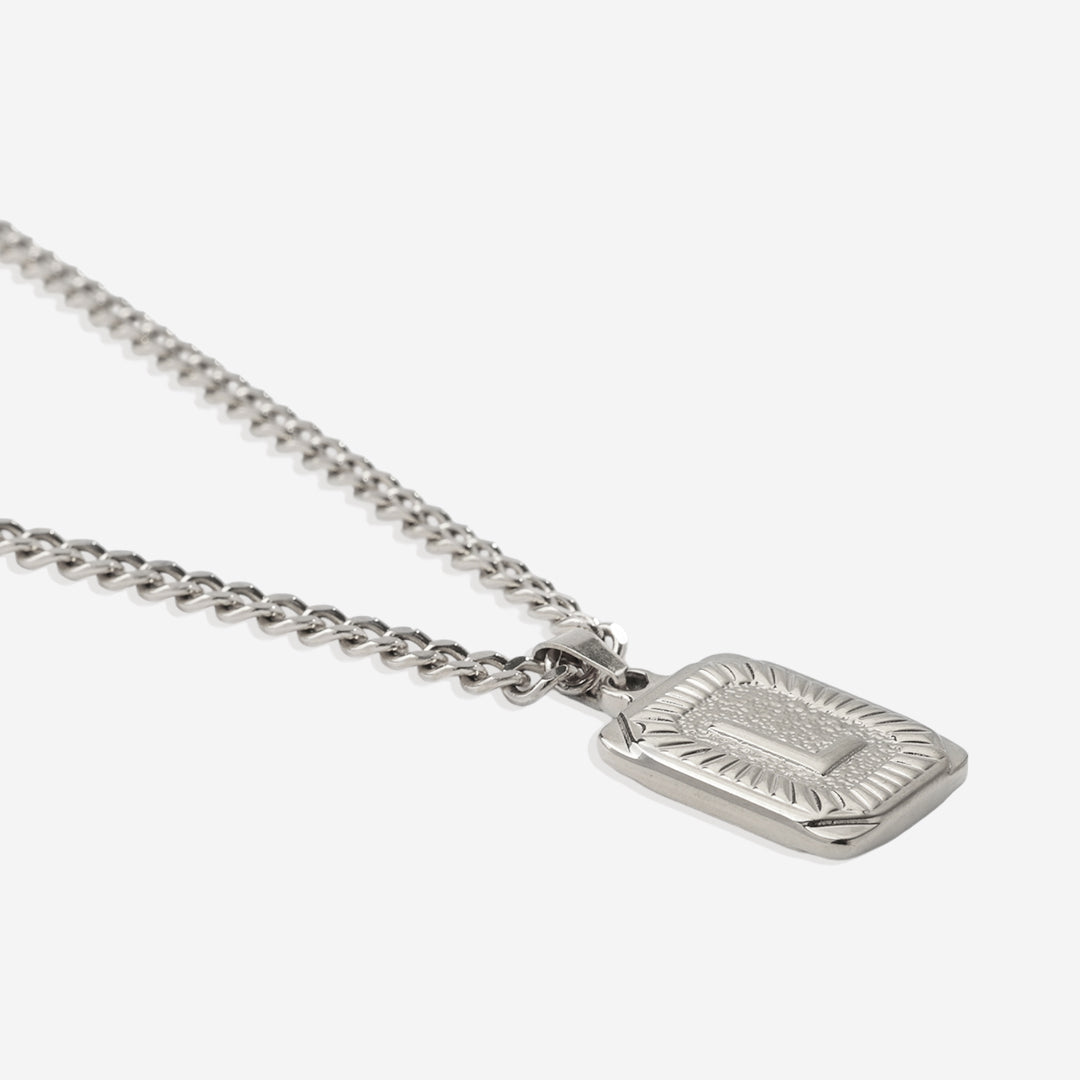 Initial Card Pendant Necklace with Curb Chain – Mint & Lily