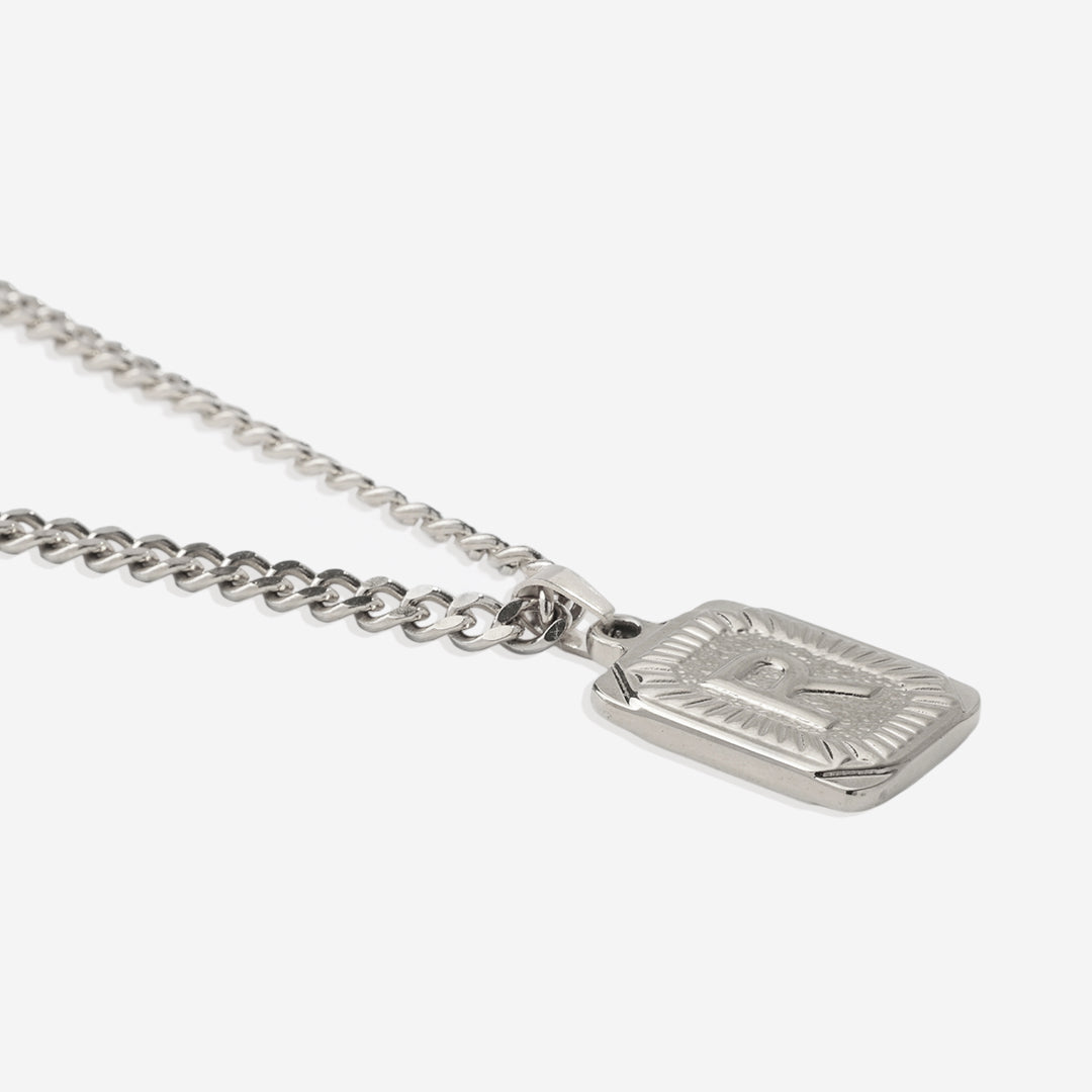 Initial Card Pendant Necklace with Curb Chain – Mint & Lily