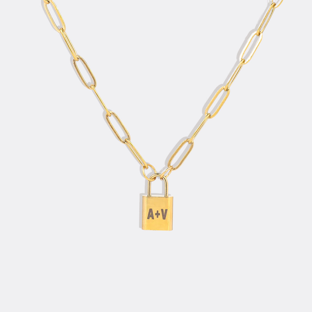 Initial Lock Pendant Necklace – Mint & Lily