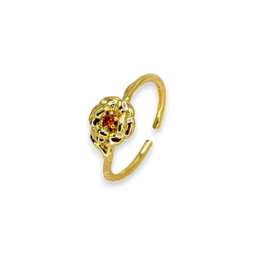 Dainty Gold Birth Flower Ring – Mint & Lily