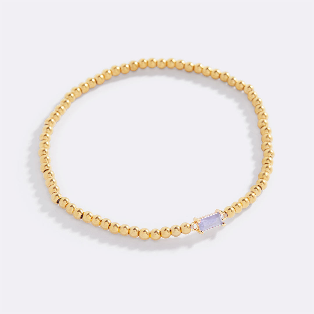 Gold Beaded Birthstone Bracelet – Mint & Lily