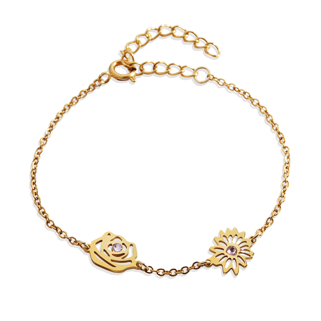 Personalized Birth Flower Charm Bracelet – Mint & Lily