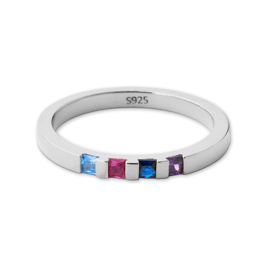 Princess-Cut Birthstone Band Ring – Mint & Lily