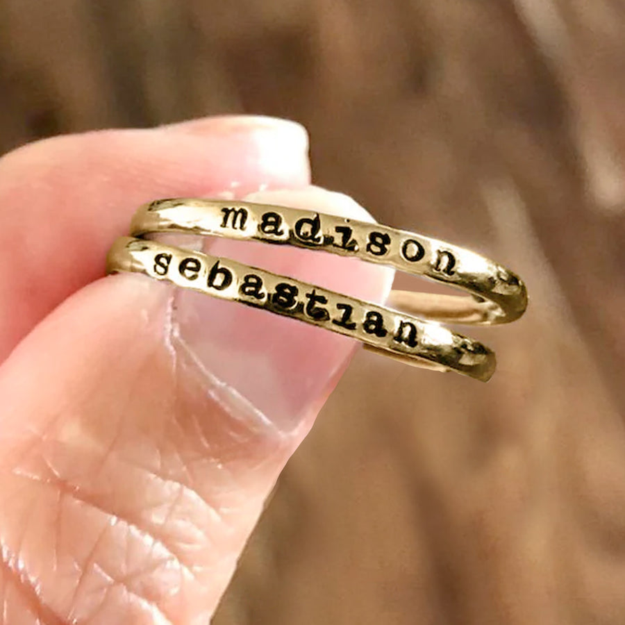 Tiny Stackable Name Ring – Mint & Lily