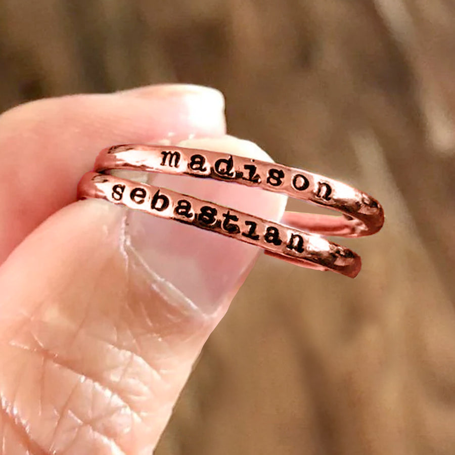 Tiny Stackable Name Ring – Mint & Lily