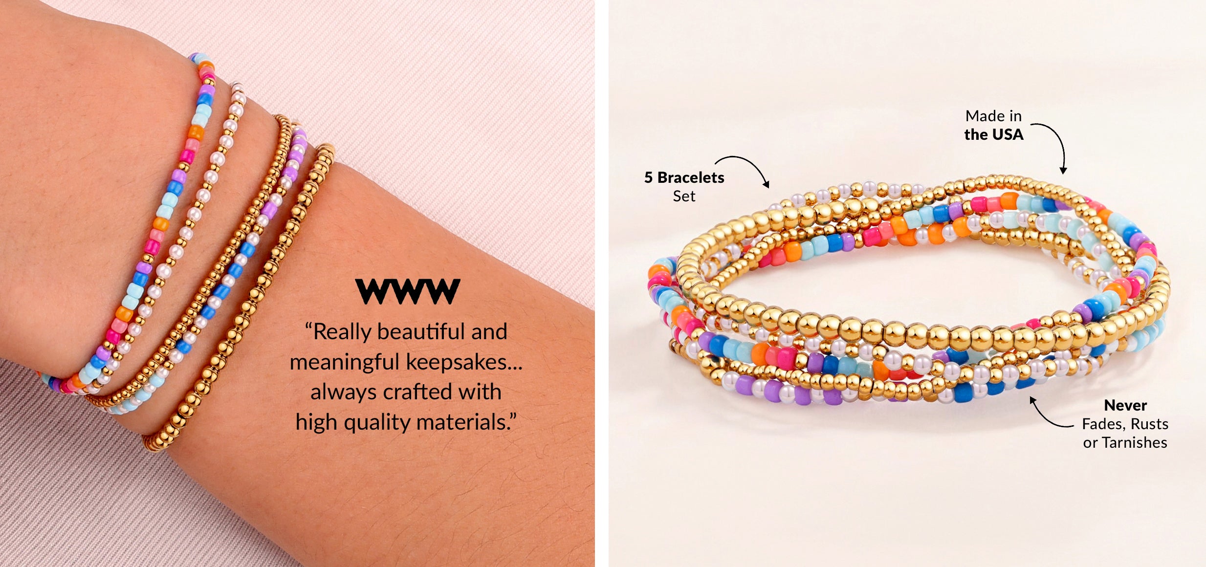 Summer Bracelet Stacking Set – Mint & Lily