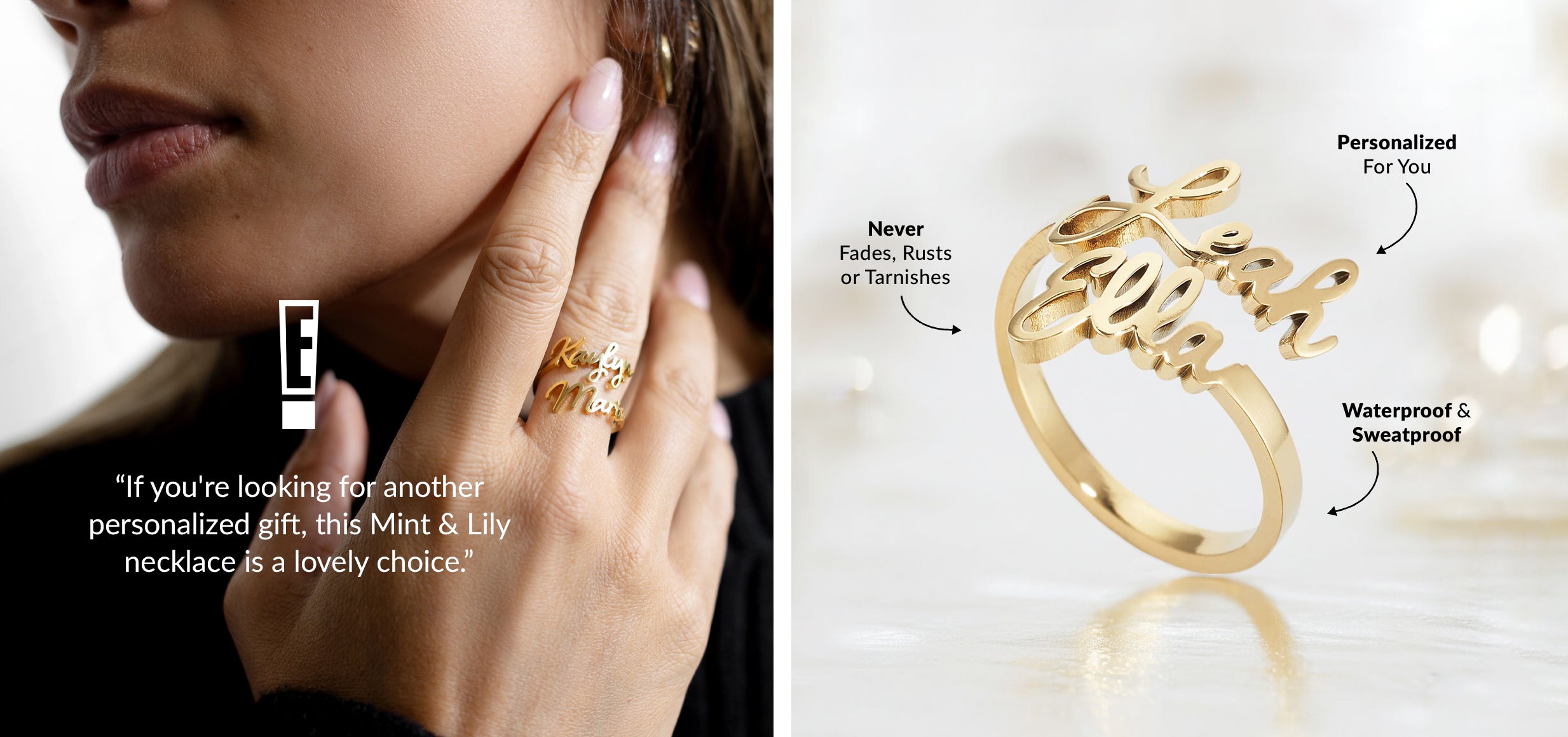 Double Name Ring - Customizable Two Name Ring | Mint & Lily