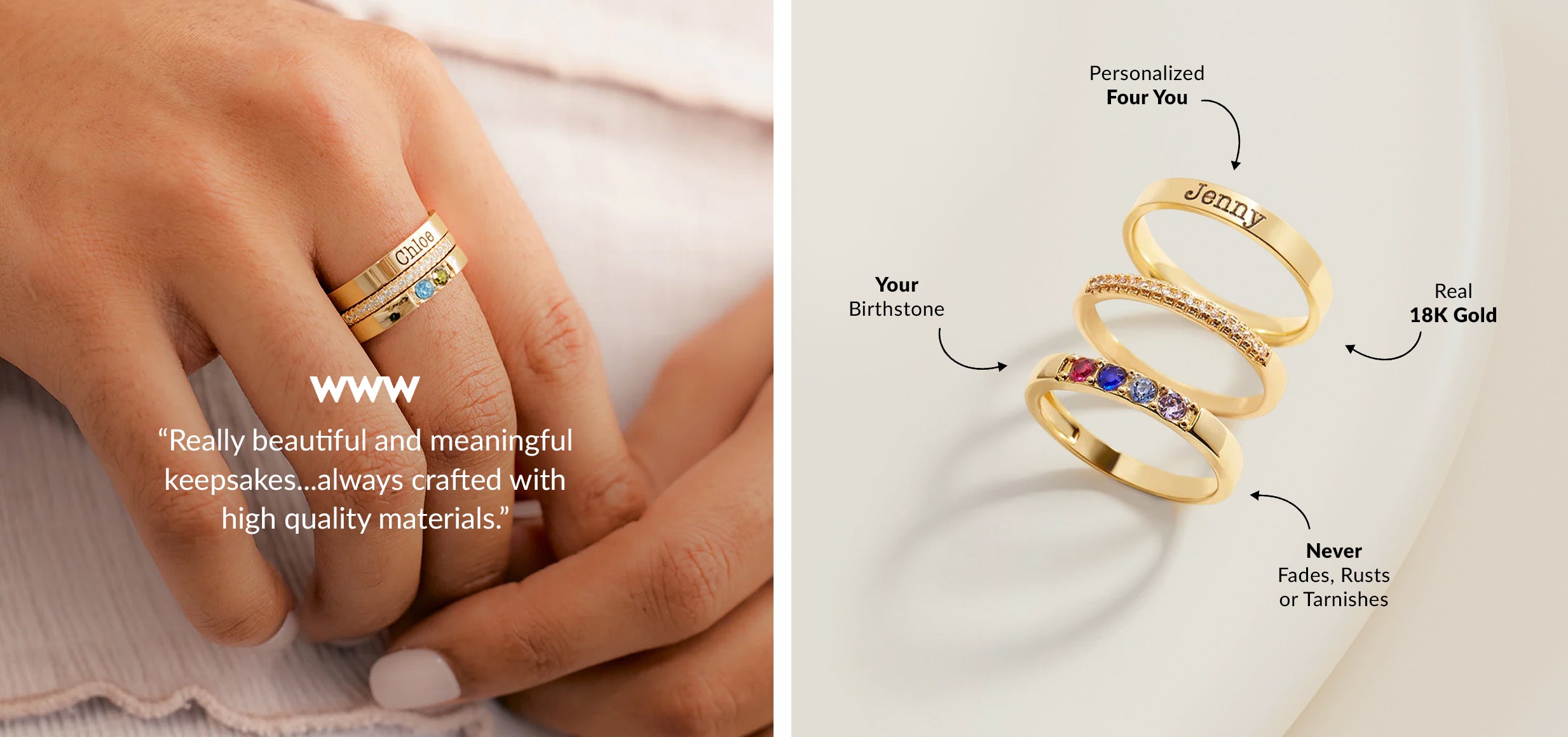 Personalized Birthstones Stacking Name Rings – Mint & Lily