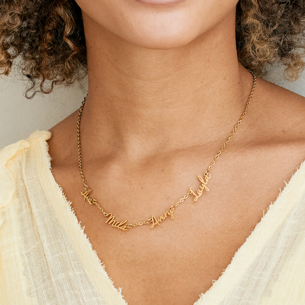 multiple name necklaces silver