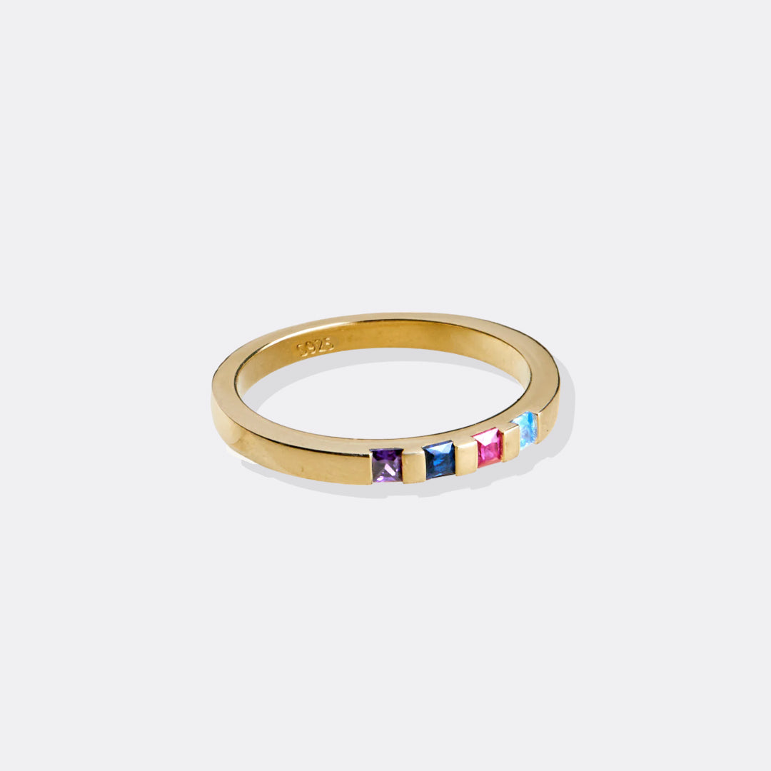 Princess-Cut Birthstone Band Ring – Mint & Lily