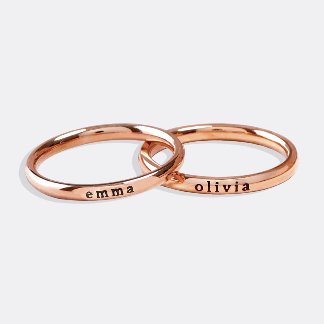 Tiny Stackable Name Ring – Mint & Lily