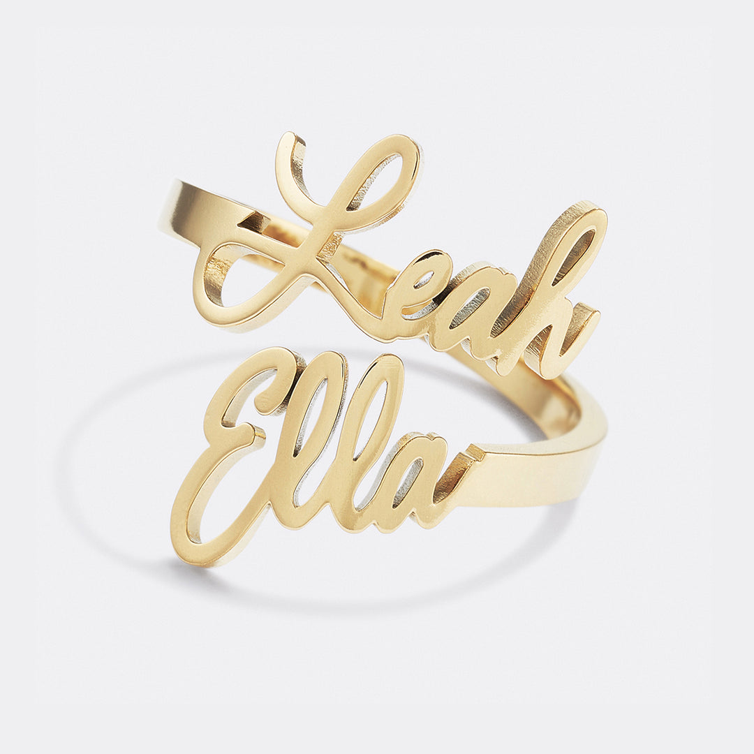 Double Name Ring - Customizable Two Name Ring | Mint & Lily
