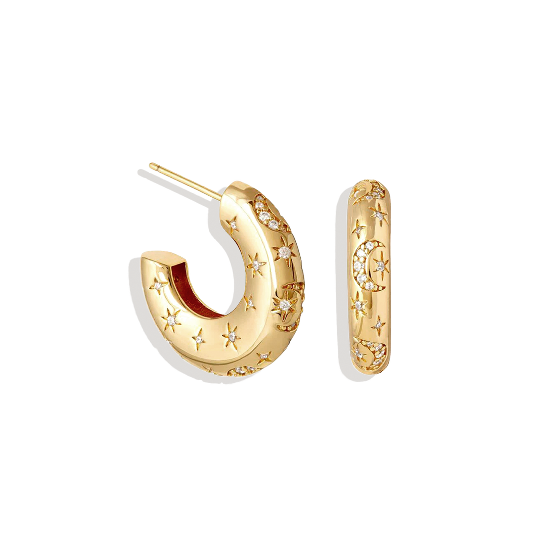 Moon and Stars Dome Hoops – Mint & Lily