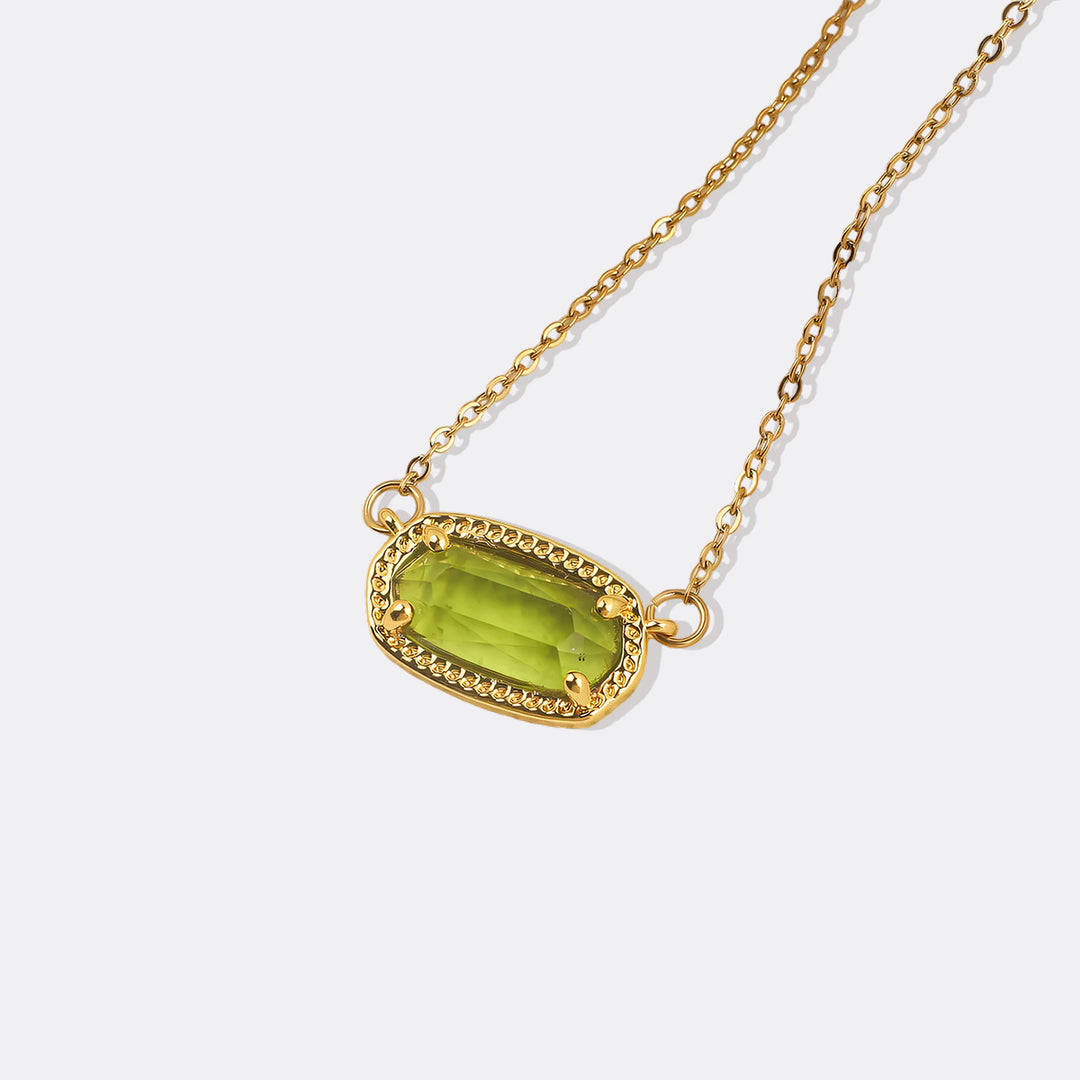 Oval Birthstone Pendant Necklace – Mint & Lily