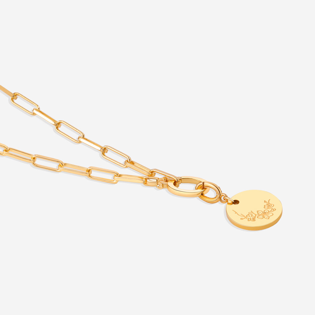 Engraved Birth Flower Disc Charm – Mint & Lily