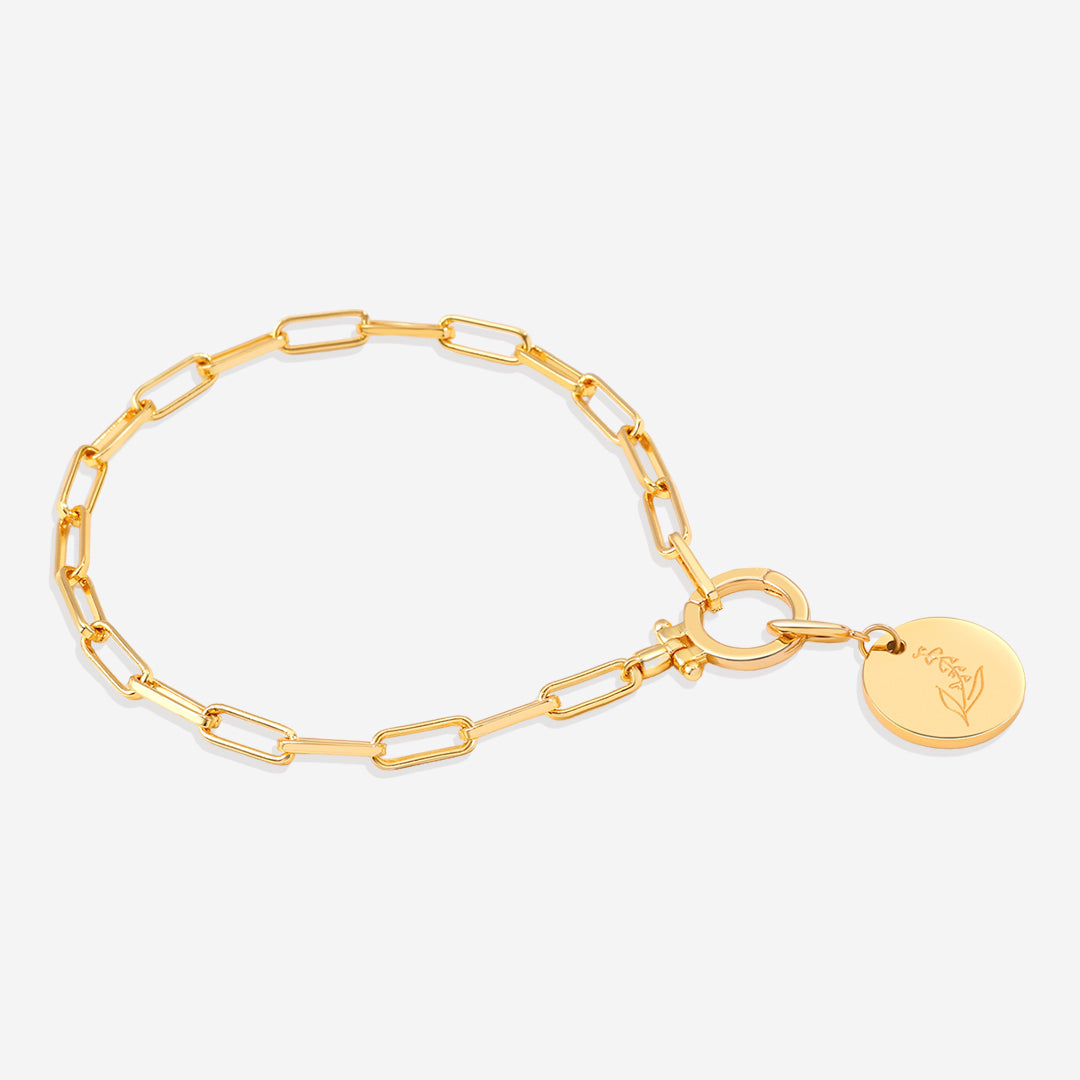 Engraved Birth Flower Disc Charm – Mint & Lily