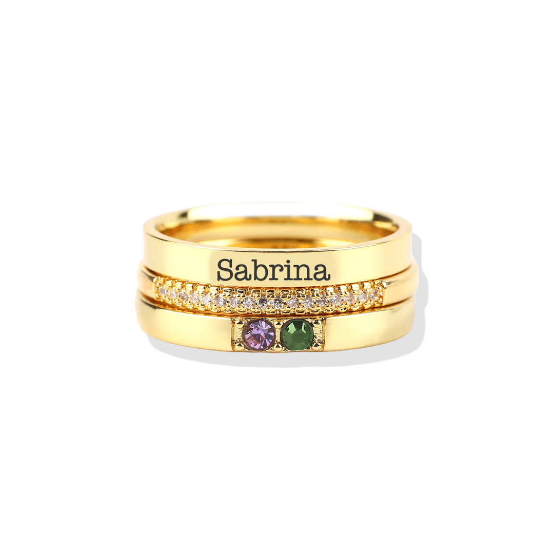 Personalized Birthstones Stacking Name Rings – Mint & Lily