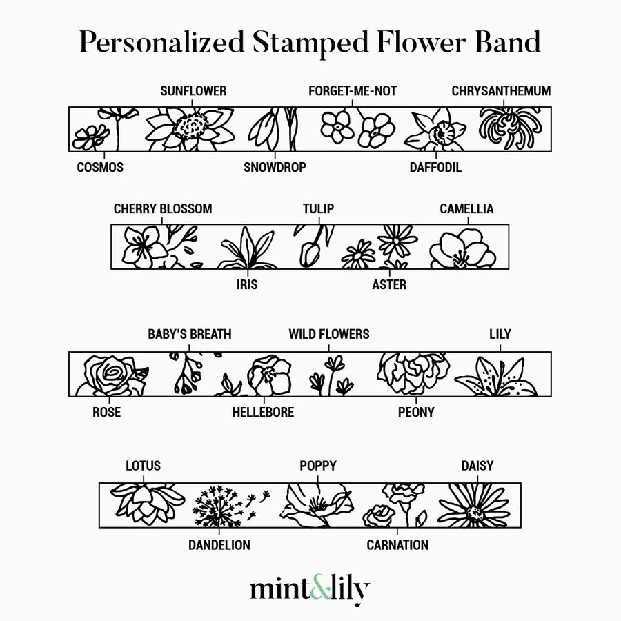 Personalized Stamped Flower Band – Mint & Lily