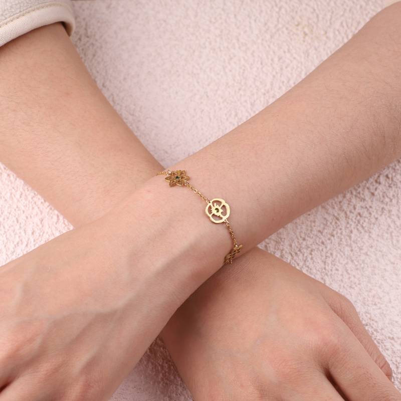 Personalized Birth Flower Charm Bracelet – Mint & Lily