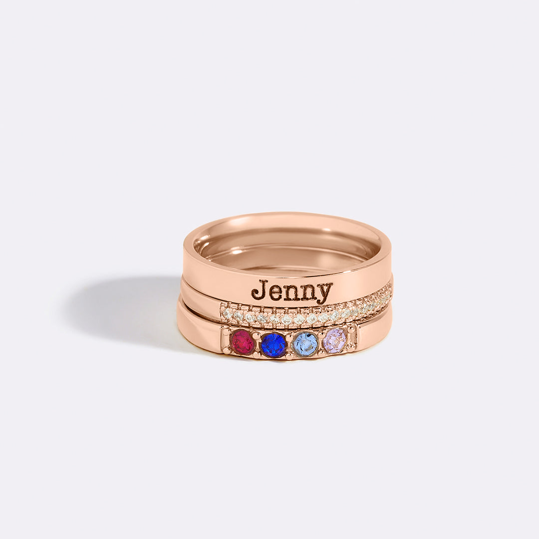 Personalized Birthstones Stacking Name Rings – Mint & Lily