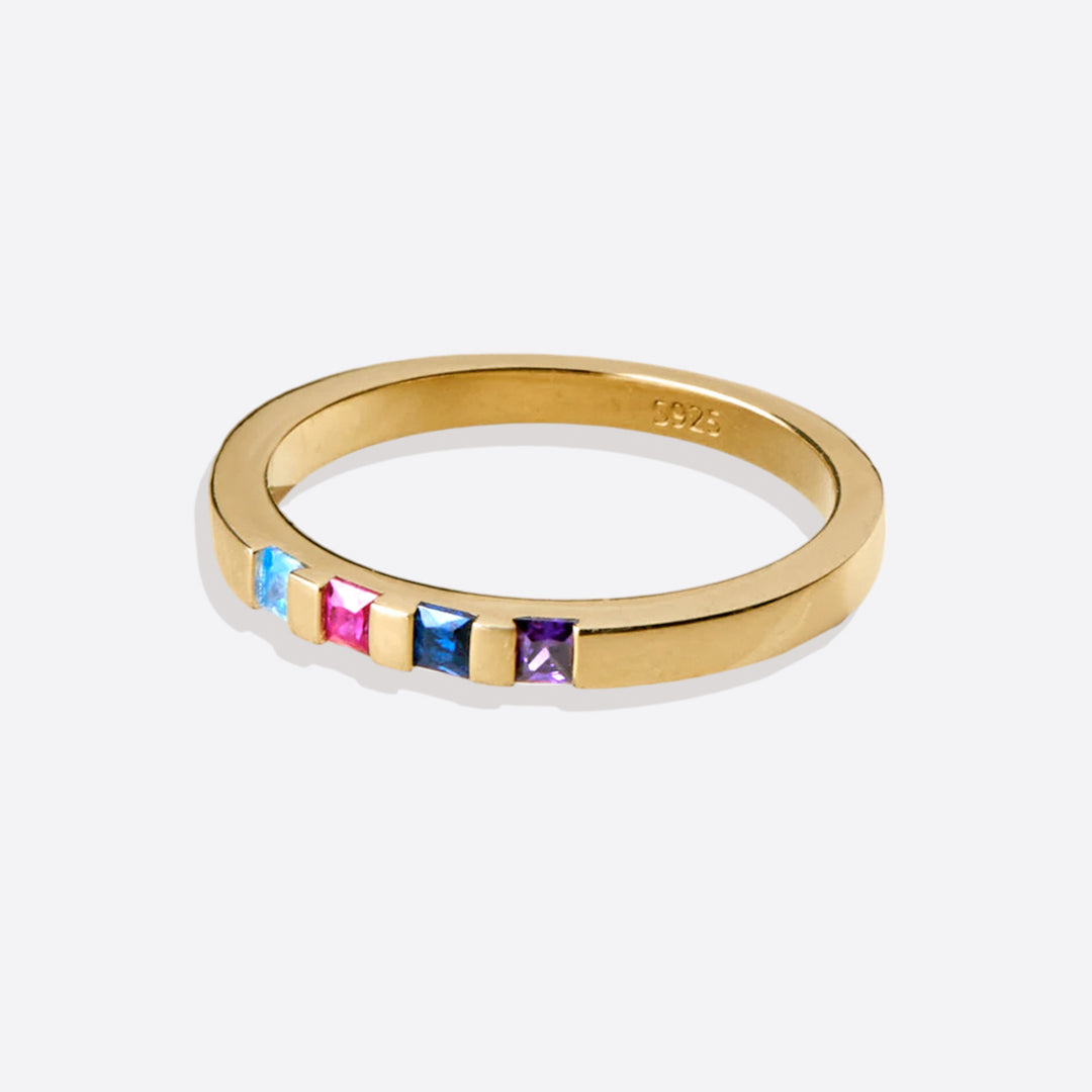Princess-Cut Birthstone Band Ring – Mint & Lily