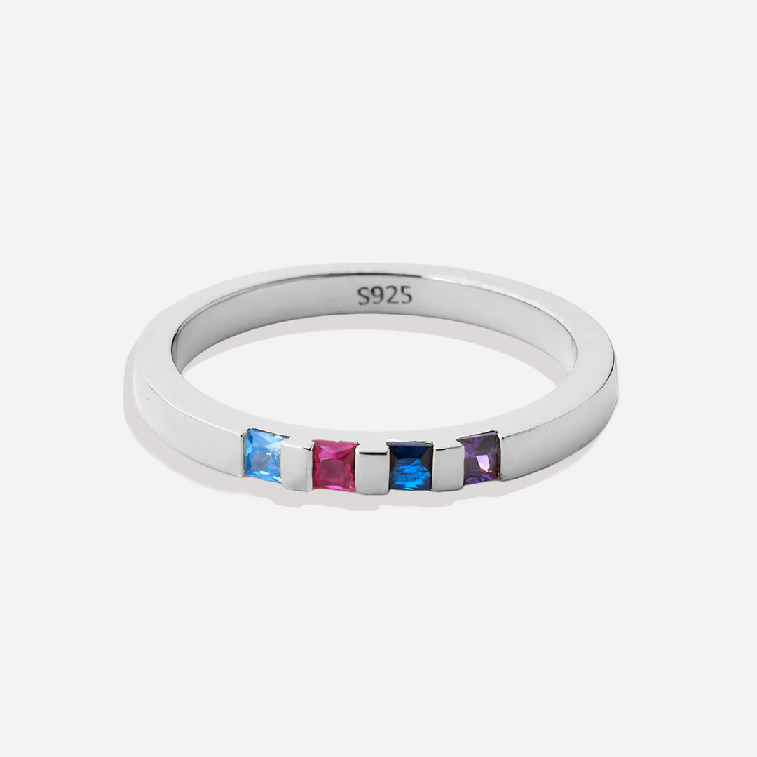 Princess-Cut Birthstone Band Ring – Mint & Lily