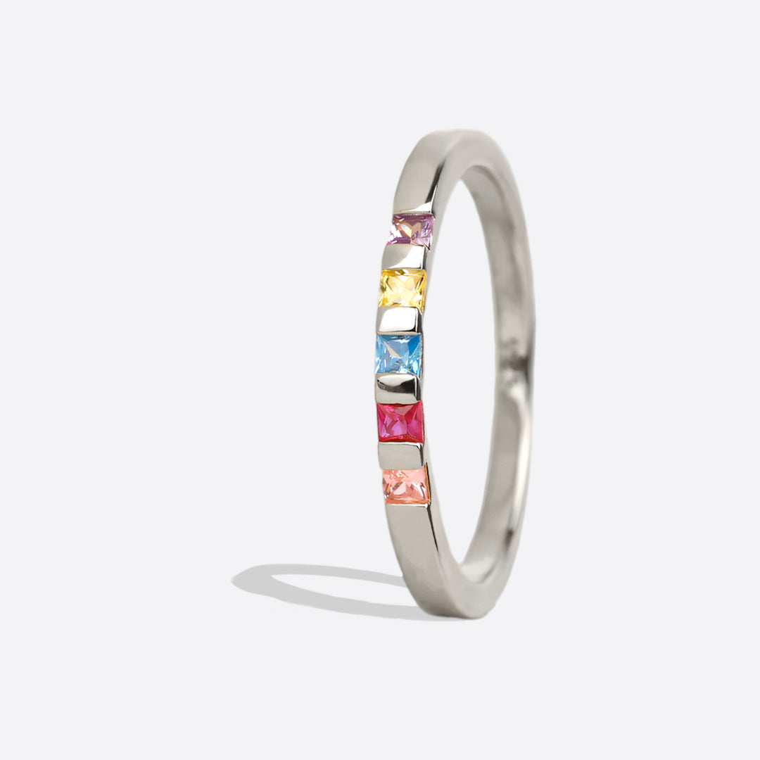 Princess-Cut Birthstone Band Ring – Mint & Lily