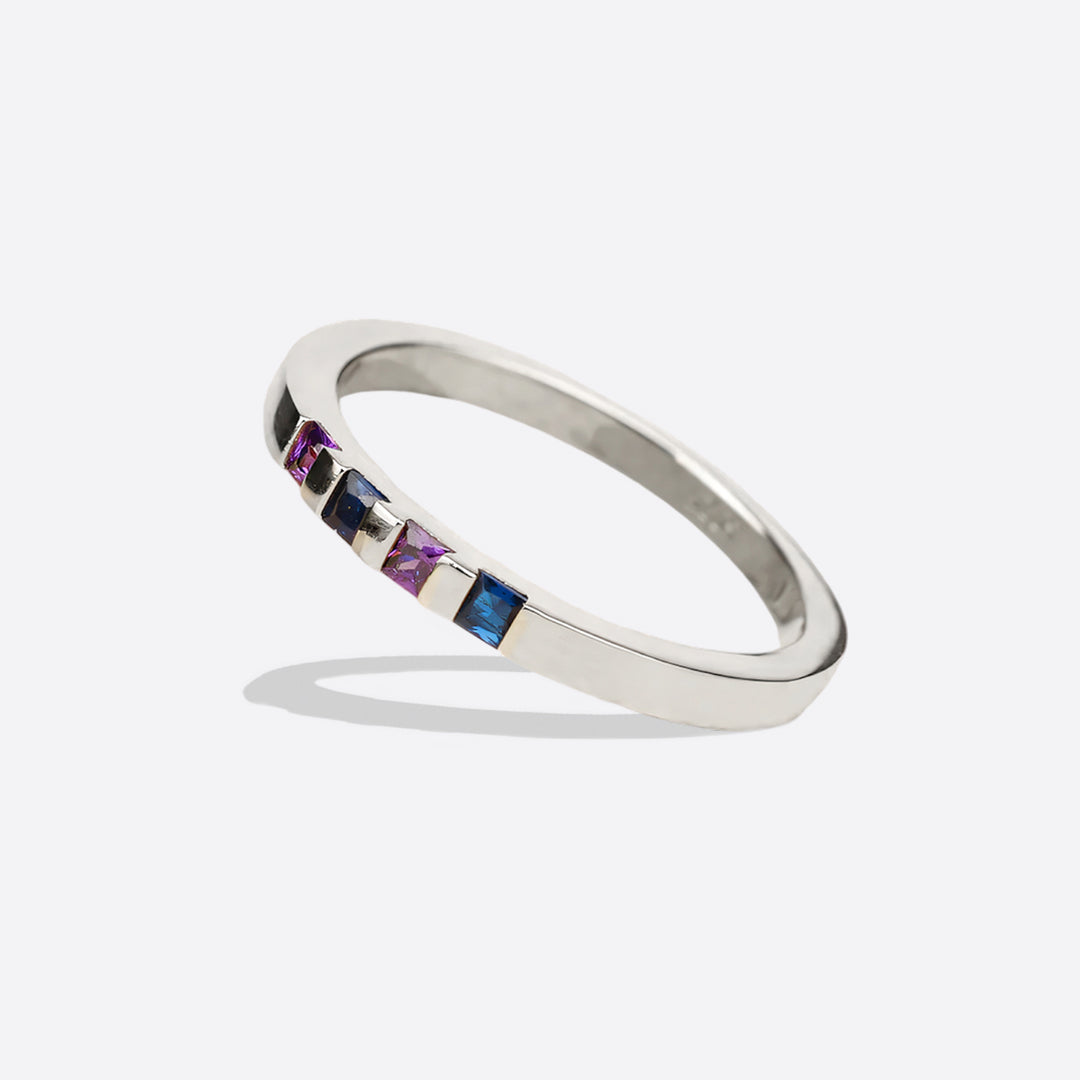 Princess-Cut Birthstone Band Ring – Mint & Lily