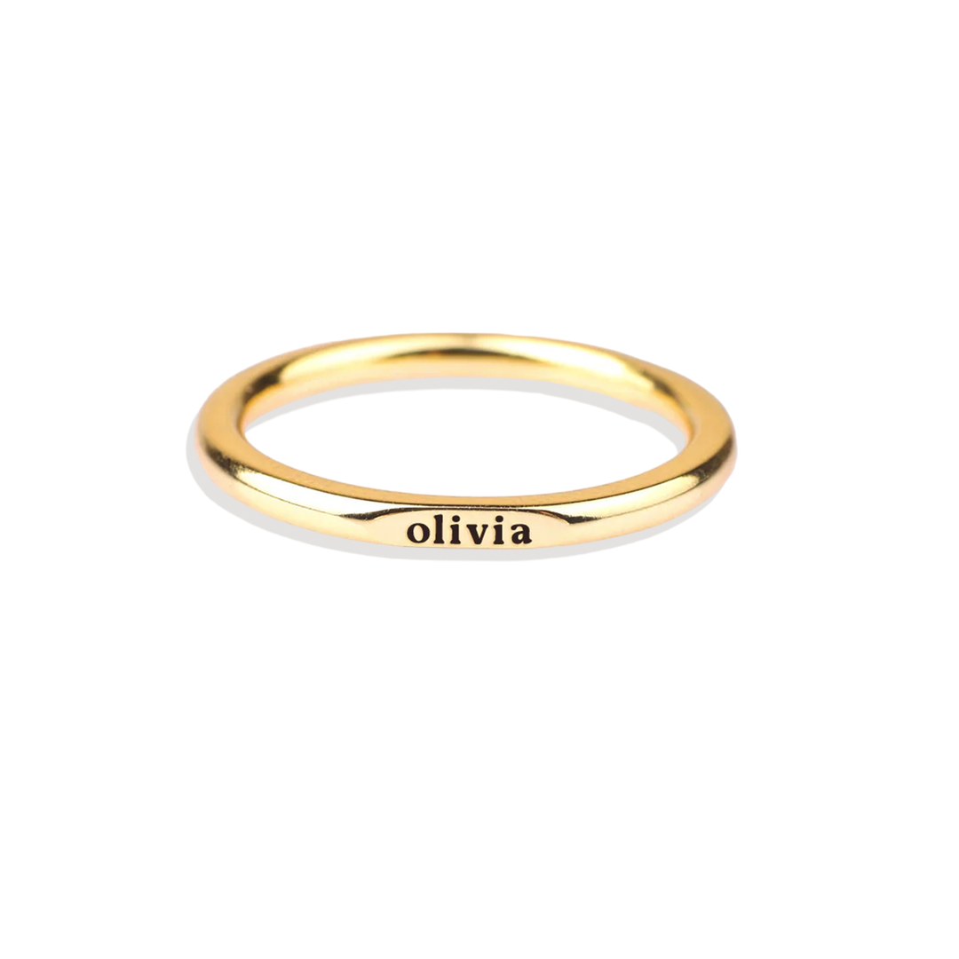 Sterling Silver Flat Top Super Tiny Stackable Name Ring – Mint & Lily