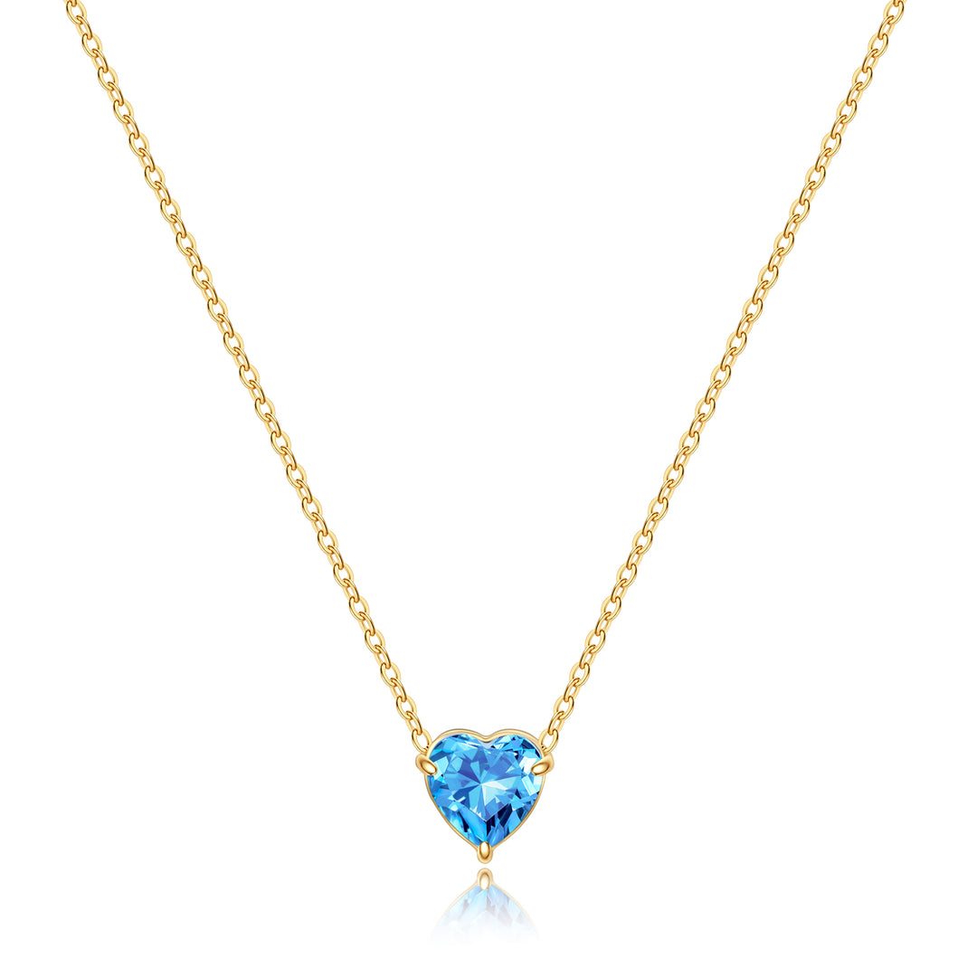 Dainty Birthstone Heart Necklace – Mint & Lily