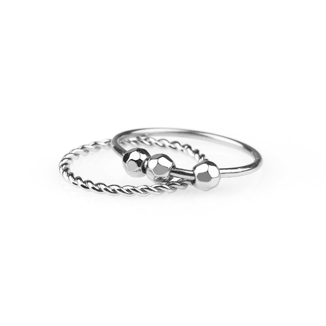 Dainty Stackable Beaded Fidget Ring Set – Mint & Lily