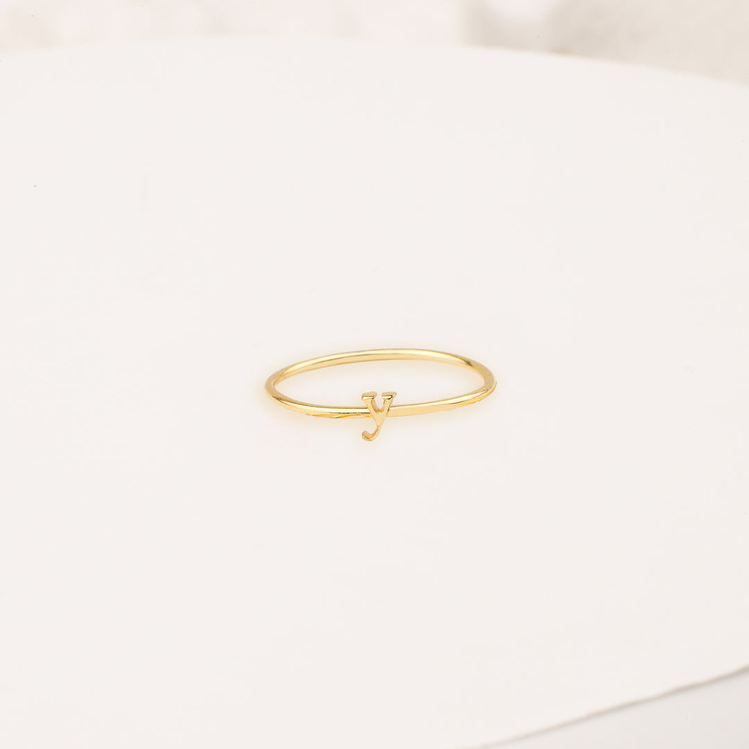 Dainty Stacking Letter Ring – Mint & Lily